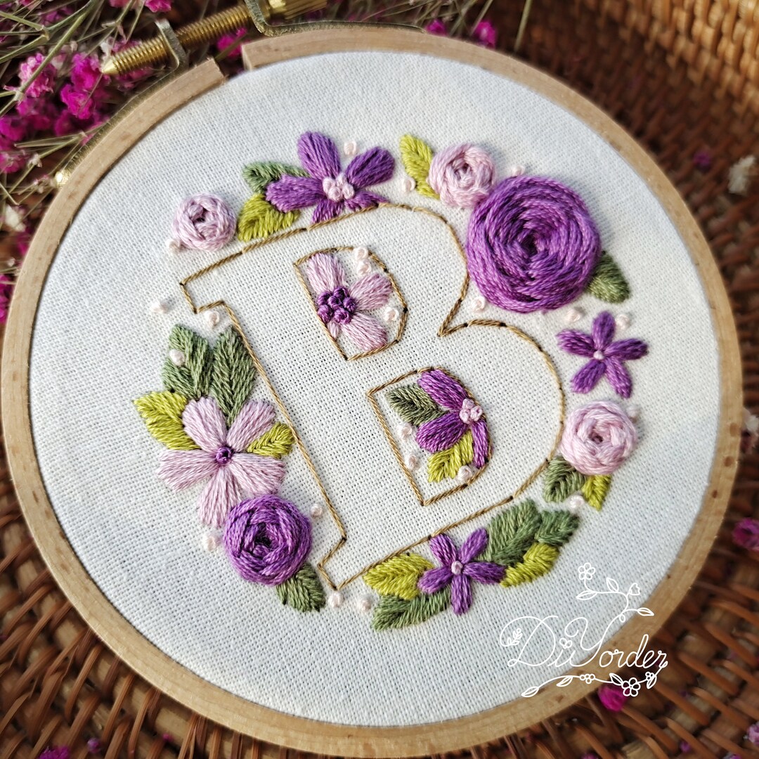 Letter B Floral Embroidery Kit: DIY Alphabet Pattern (PDF Pattern) - Etsy