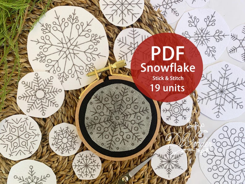 Snowflake Christmas Embroidery Pattern: Stick and Stitch Designs (PDF ...