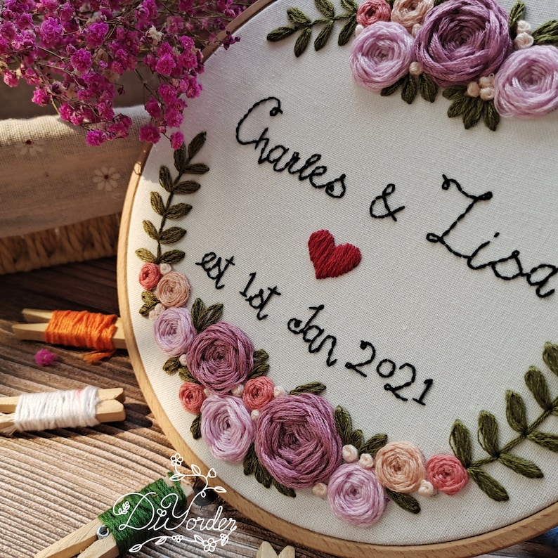 PDF Wedding Embroidery Kit-customized Anniversary Embroidery - Etsy