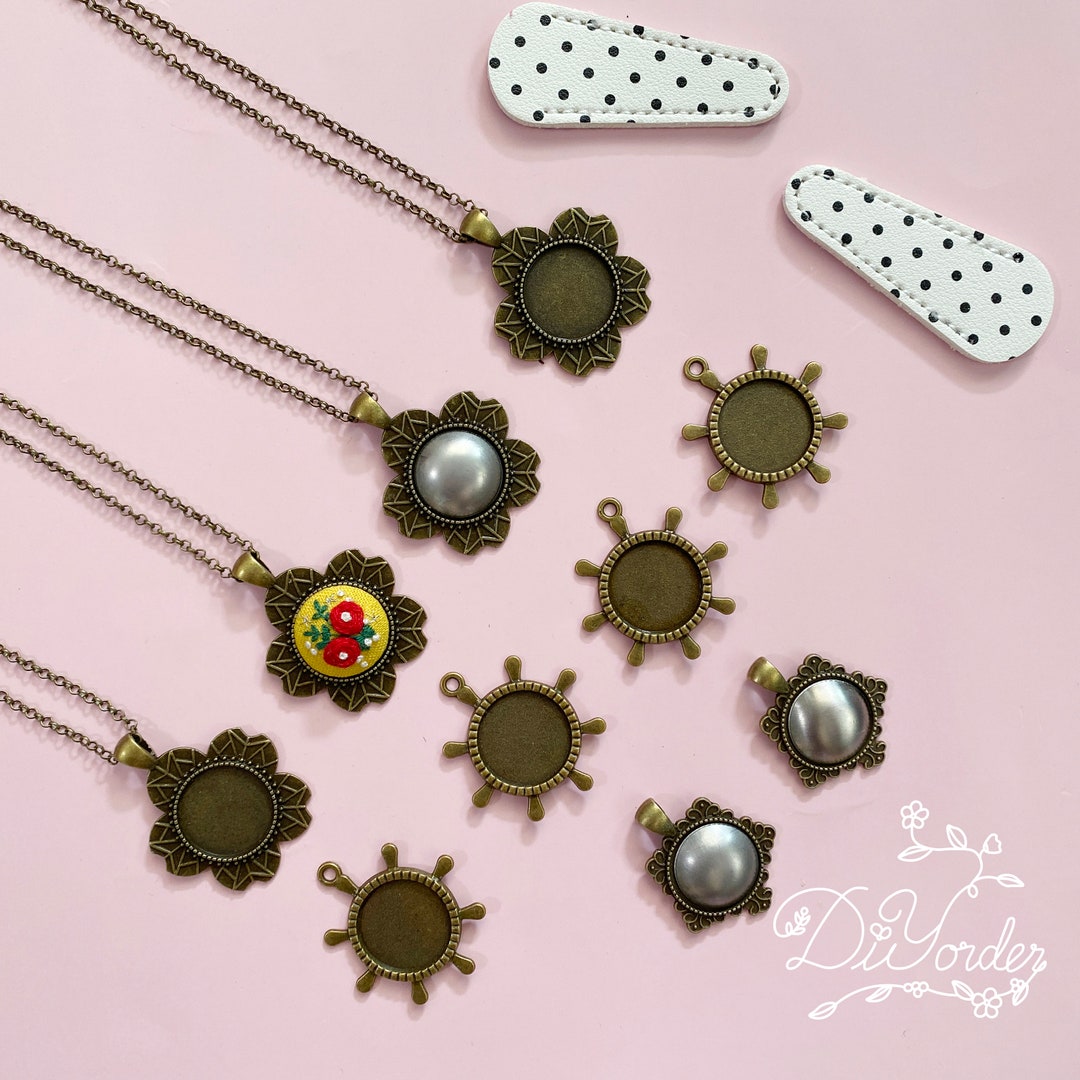 DIY Embroidery Pendant Frame: Blank Necklace Tray Kit - Etsy