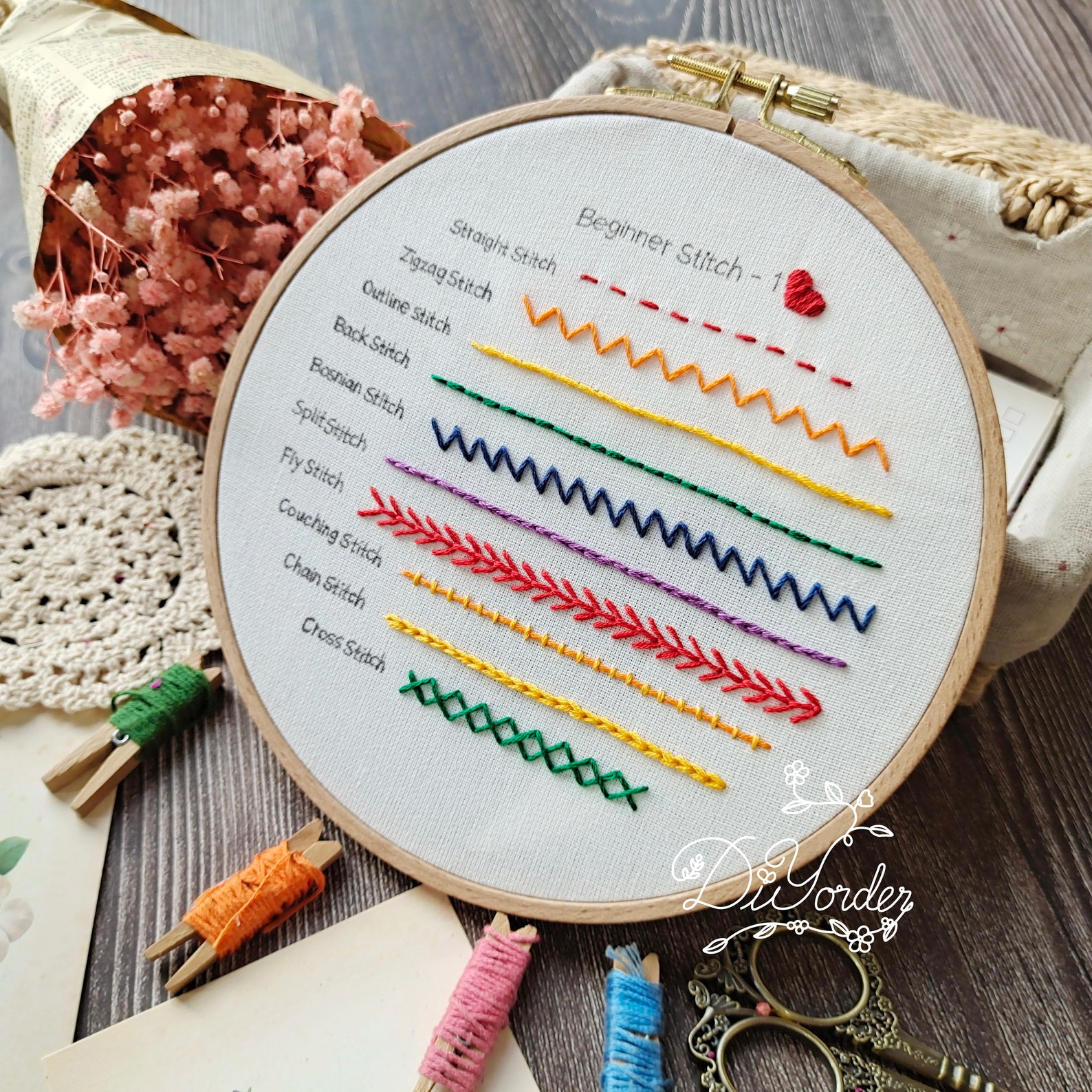 Embroidery Starter Kit: Beginner Stitch Sampler With Pattern - Etsy