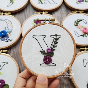 G Letter Embroidery Kit- Letter Embroidery Design With Flowers-floral ...