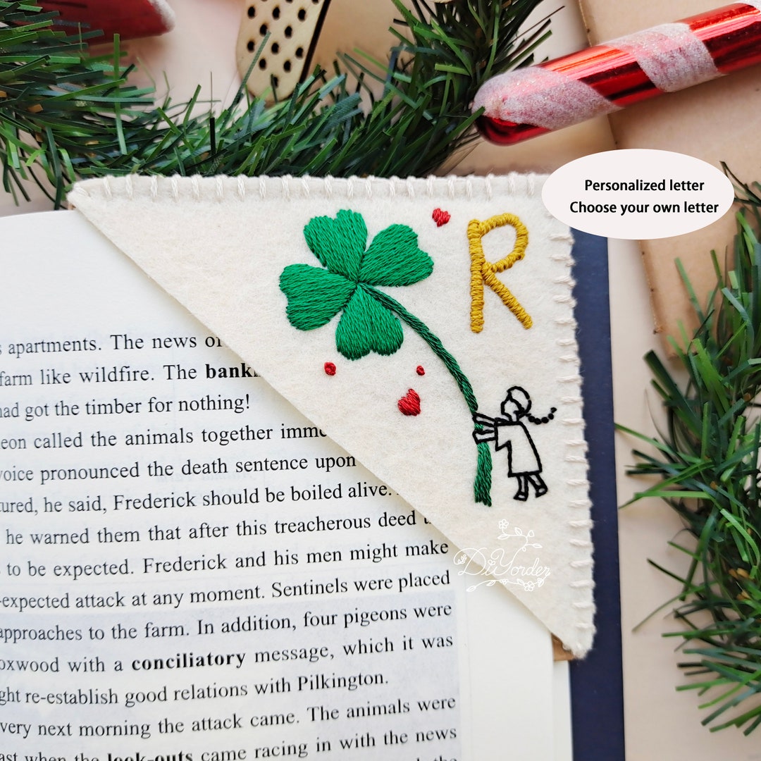 Personalized Embroidered Letter Bookmark: Felt Corner Bookmark - Etsy UK