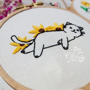 Cat Embroidery Pattern: Beginner Stitches Tutorial (PDF Download) - Etsy