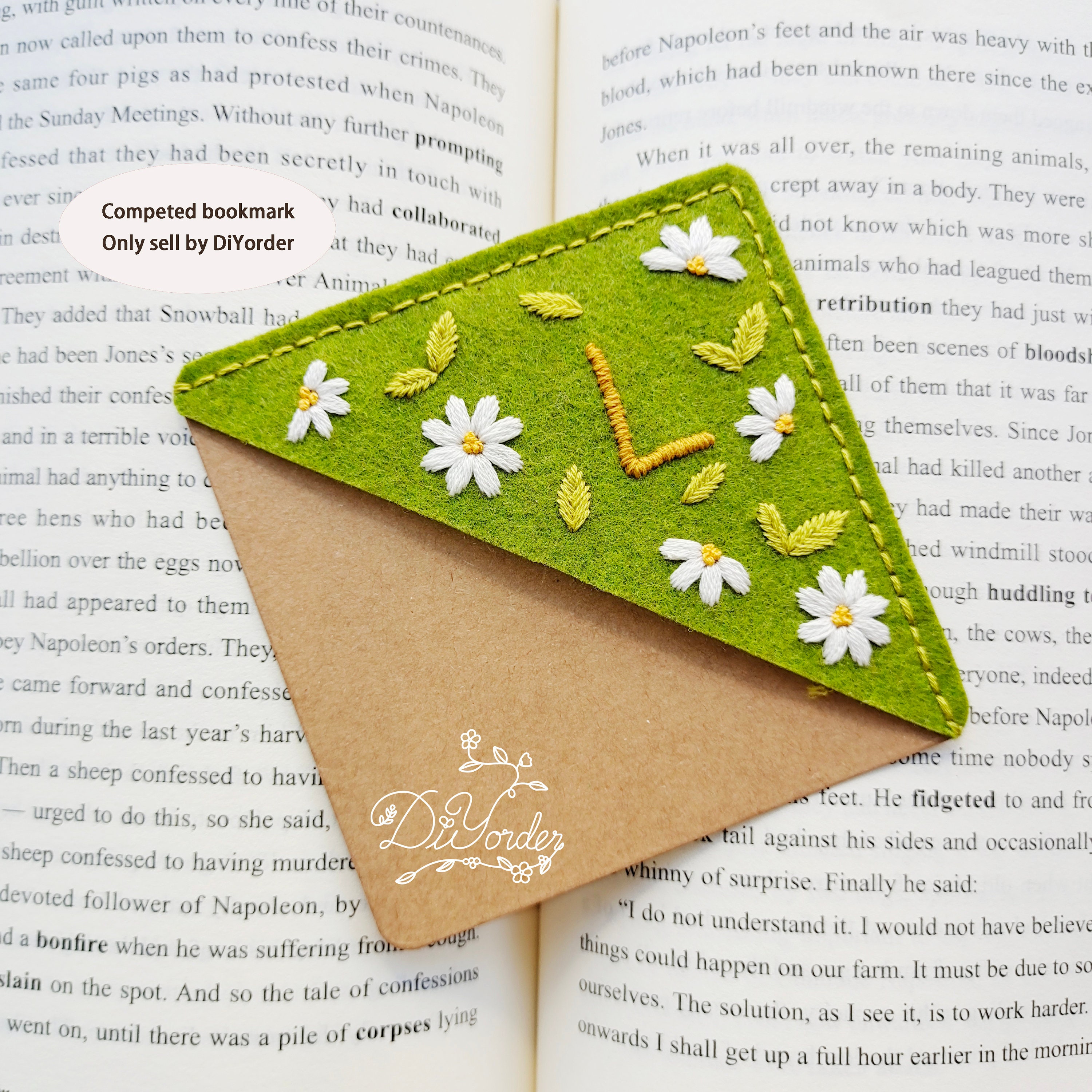 Personalized Embroidered Felt Corner Bookmark: Floral Initial Gift - Etsy