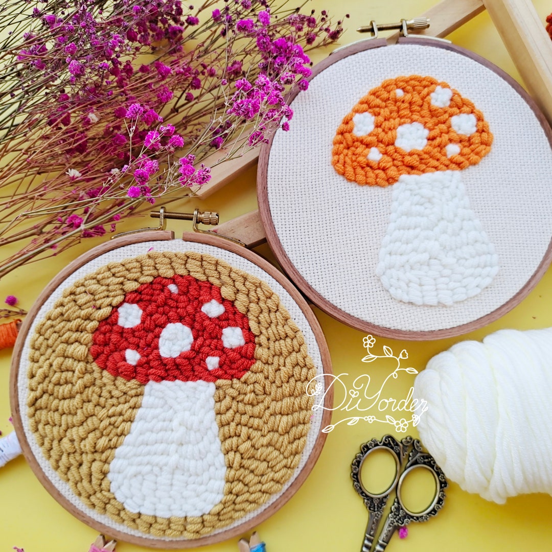 Mushroom Punch Needle Kit: Beginner DIY Craft With Printed Pattern - Etsy