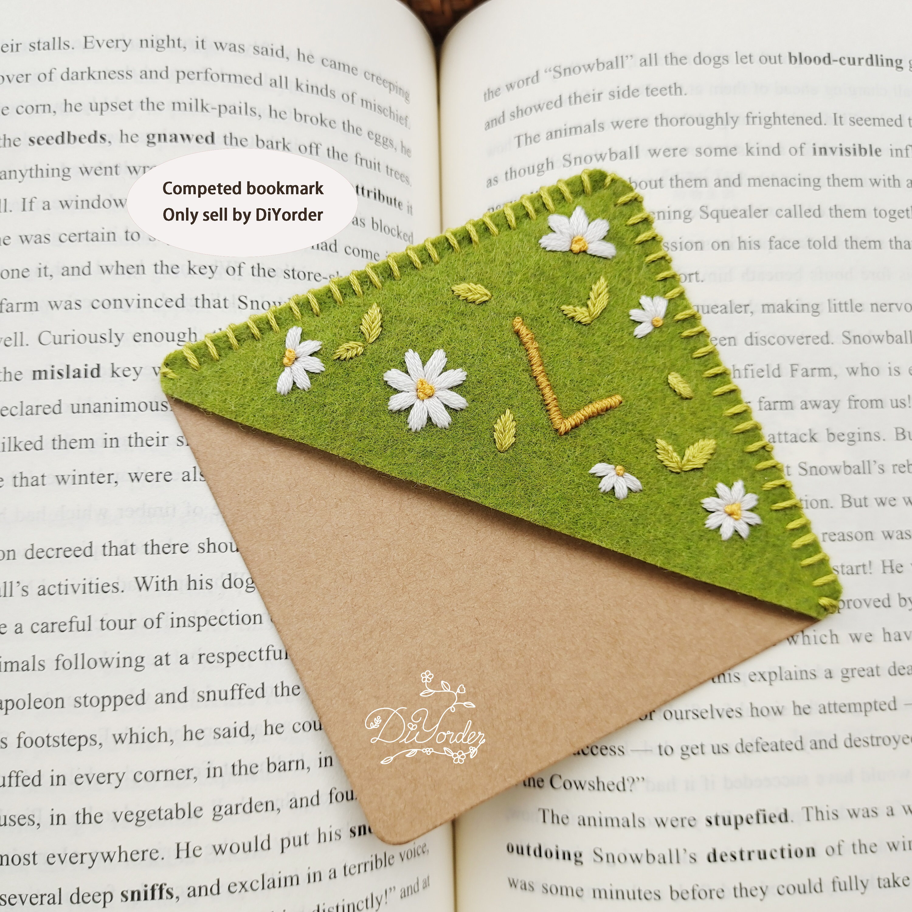 Personalized Embroidered Felt Corner Bookmark - Initial A-Z - Etsy