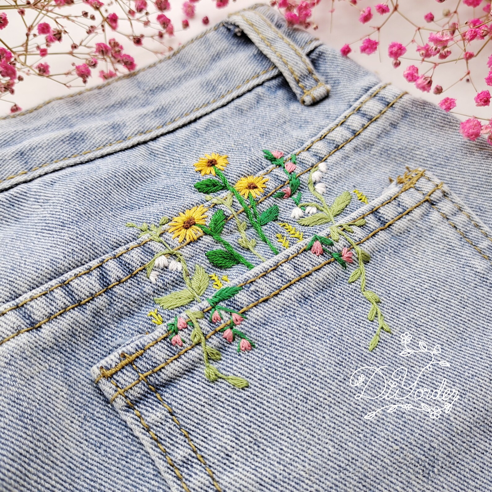 Pocket Flower Embroidery Pattern: Hydrangea Design (PDF Pattern) - Etsy