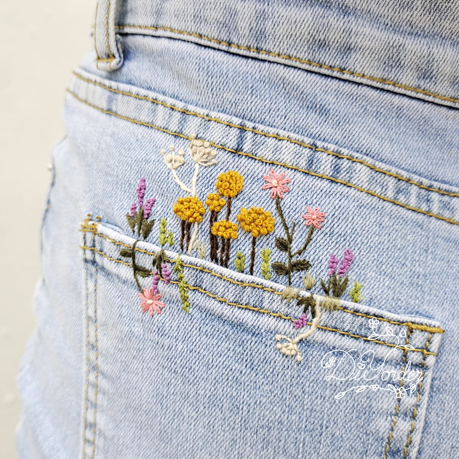 Pocket Flower Embroidery Pattern-pdf Embroidery Pattern - Etsy