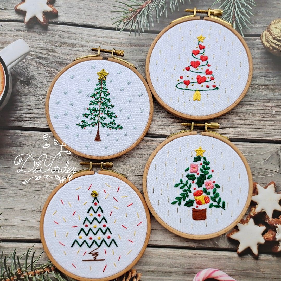 Christmas Tree Embroidery Ornament Kit: DIY Holiday Decoration - Etsy