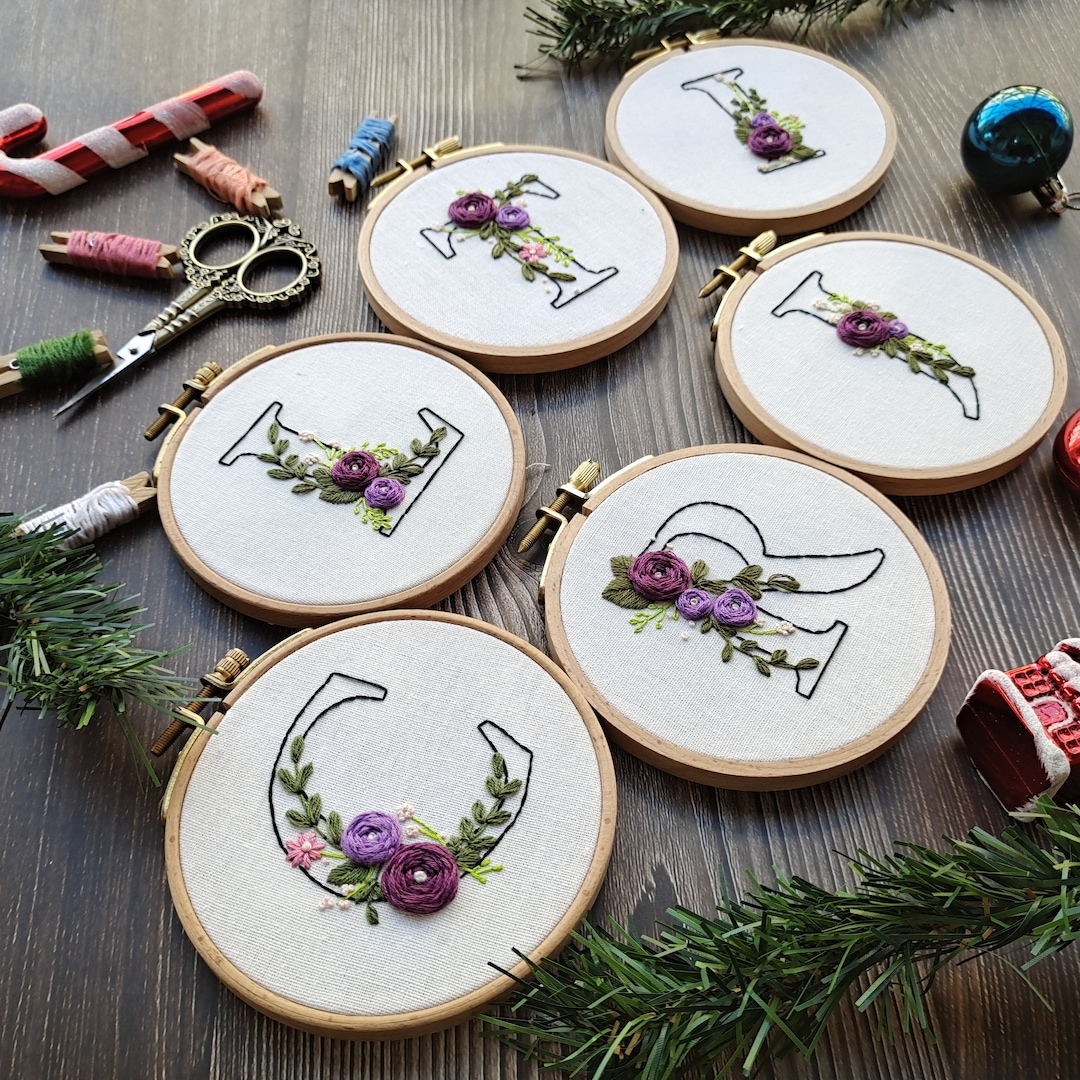 Floral Letter Embroidery Kit: Alphabet DIY Pattern + Video (PDF) - Etsy