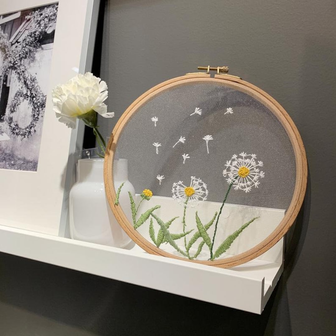 Dandelion Embroidery Hoop Art Kit: Beginner DIY With Tutorial - Etsy