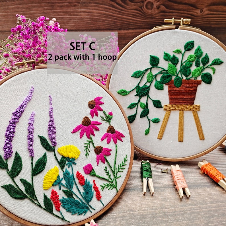 Green Plant Embroidery Kit-handmade Embroidery wall | Etsy
