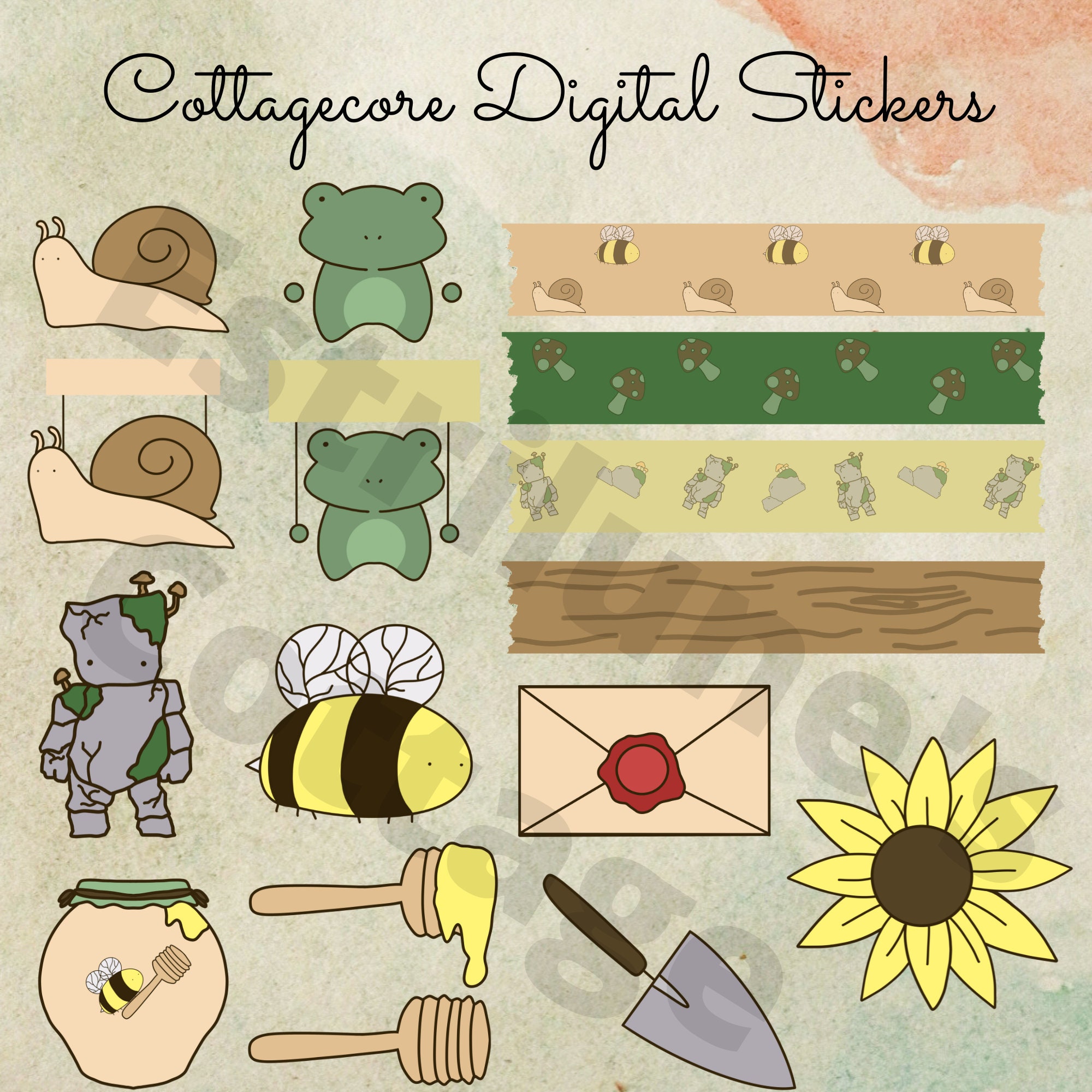 Cottagecore Digital Stickers Digital Planner iPad Planner Goodnotes ...