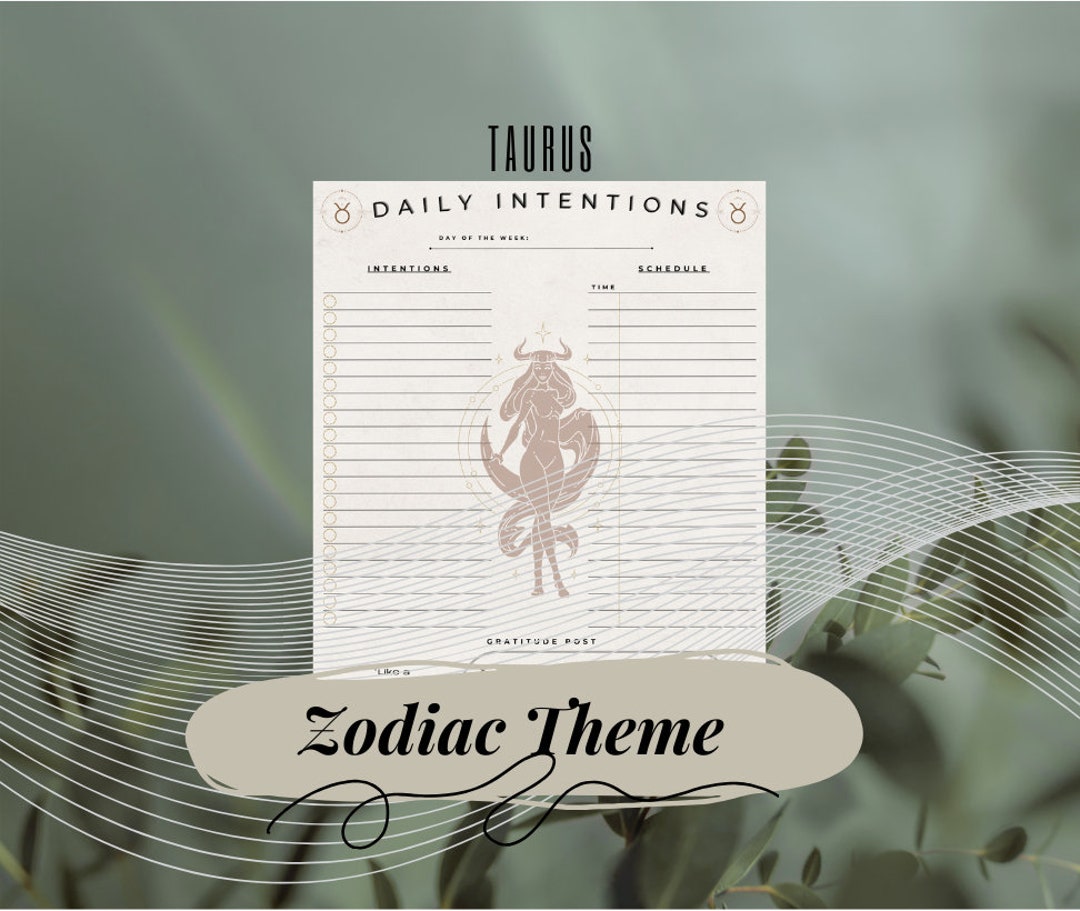 Taurus Daily Planners - Zodiac Theme, Digital Download, Digital Print ...
