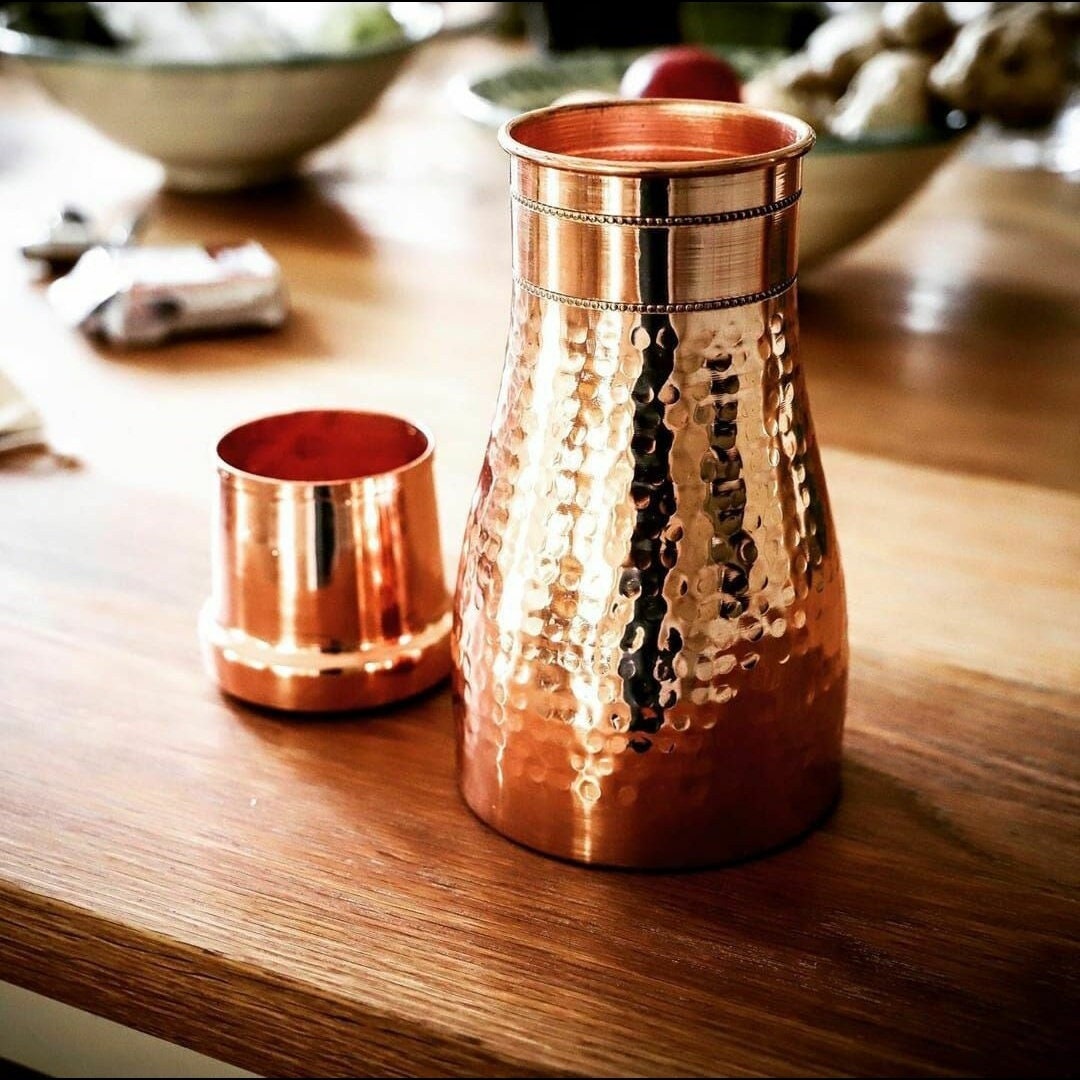 100%copper Hand Hammered Water Jar Amrutam - Etsy