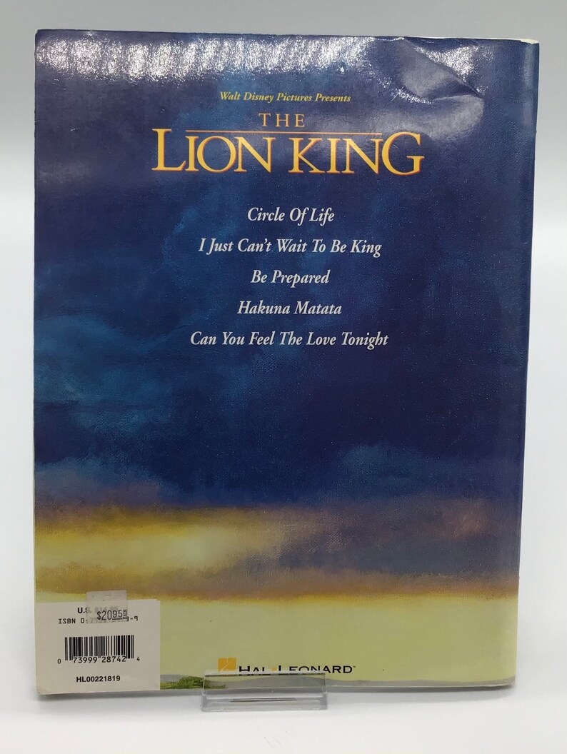 Vintage the Lion King Big-note Piano Book ~ 1994 - Etsy