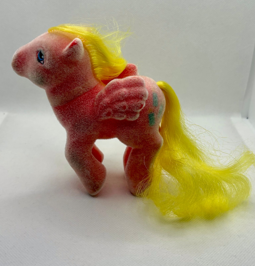 Vintage My Little Ponies ~ so Soft Best Wishes Pink Fuzzy Pegasus Pony ...