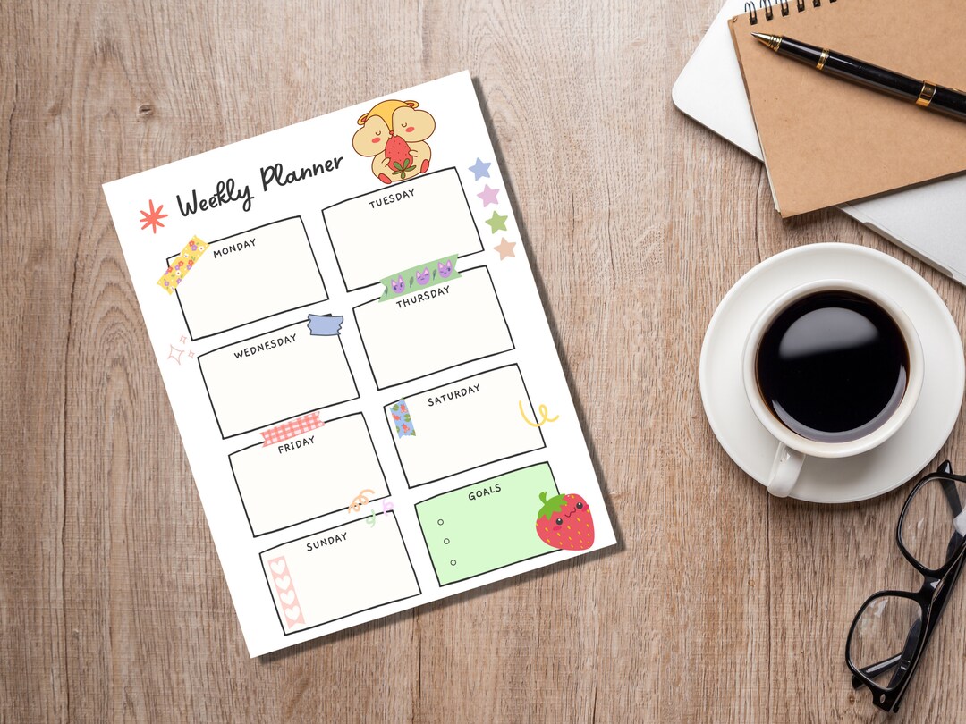 Kawaii Weekly Planner PRINTABLE Page 8.5x11 In. to Do List - Etsy