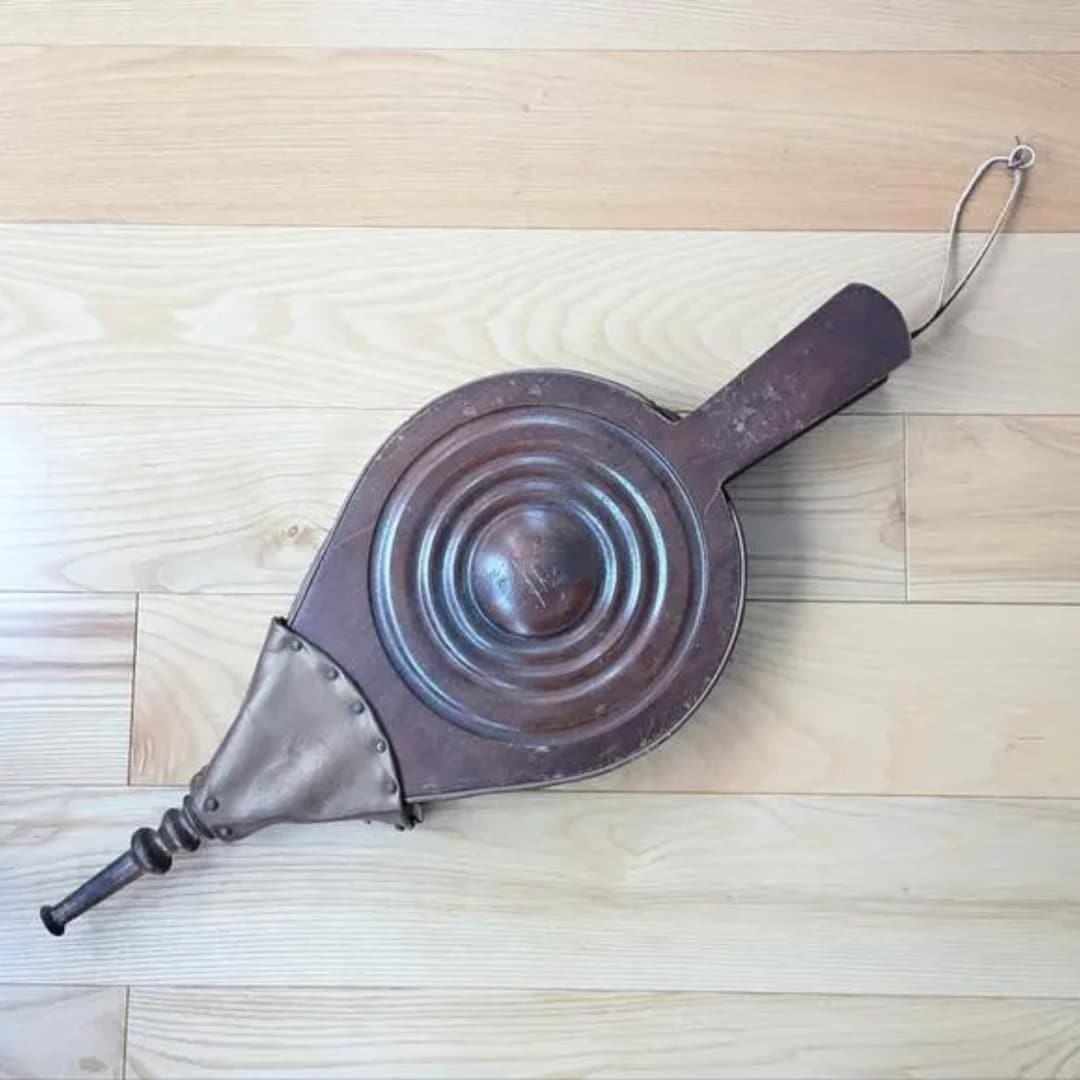 Antique Large Walnut Brass Leather Billows Carved Wood Bellows Rustic ...