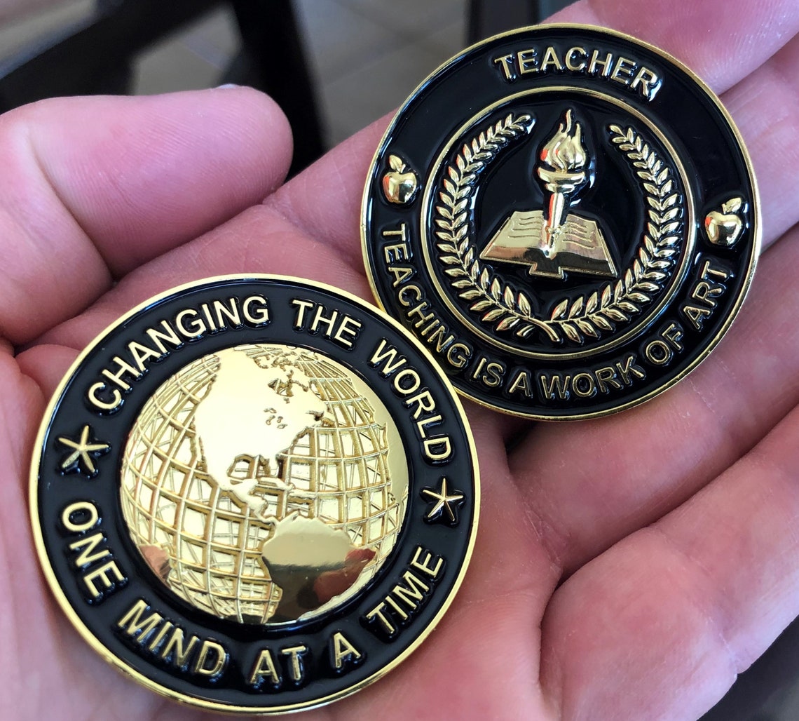 PACK of FIVE- Teacher Appreciation Challenge Coin - Etsy