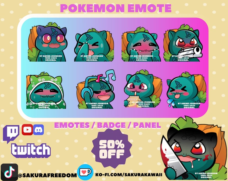 POKEMON EMOTES 9 Twitch Discord Youtube Streaming Cute Kawaii Chibi ...