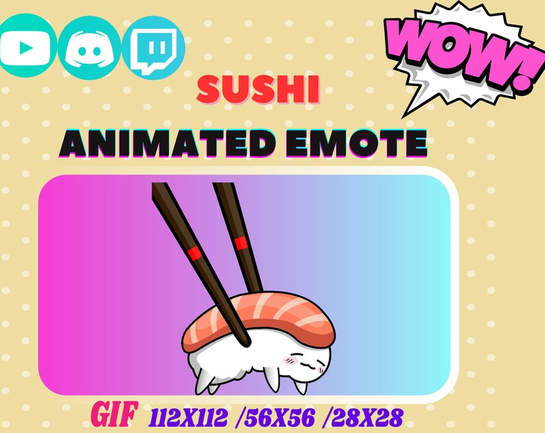 Animated Emote Sushi | Twitch | Discord | Youtube | Streaming - Etsy