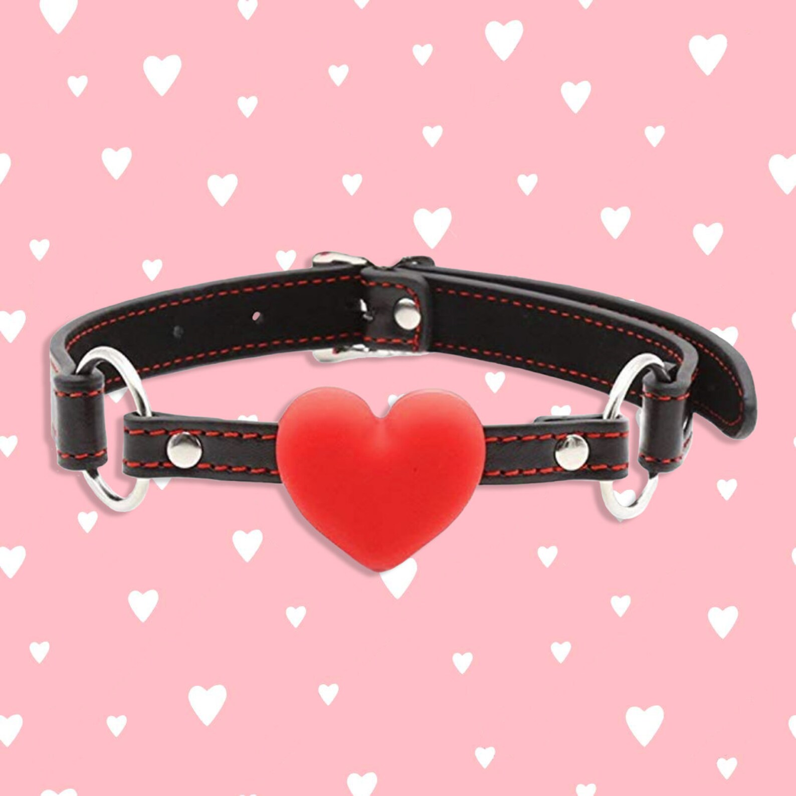 Red Heart Bondage Bdsm Ball Gag Made With Soft Silicone And Etsy