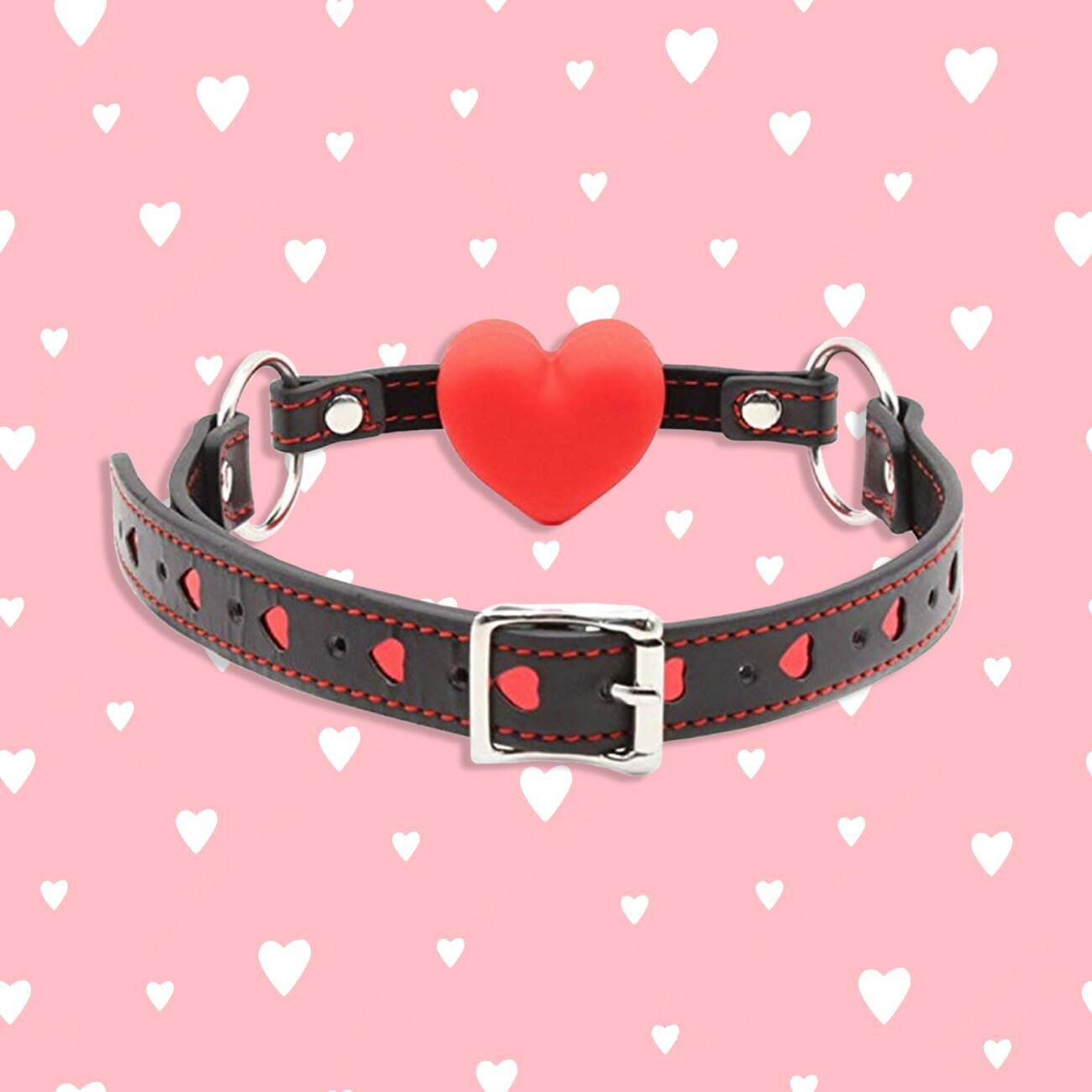 Red Heart Bondage Bdsm Ball Gag Made With Soft Silicone And Etsy