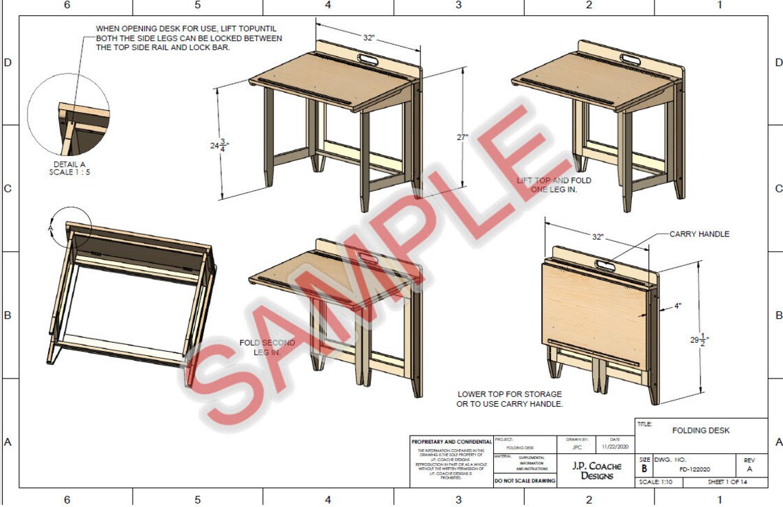 Folding, Collapsible Desk, Easy Storage, Wood Working Plan - Etsy