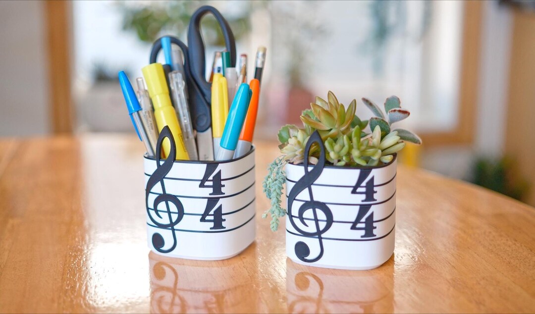 Treble Clef Planter: Sheet Music Pencil Holder, Music Teacher Gift ...