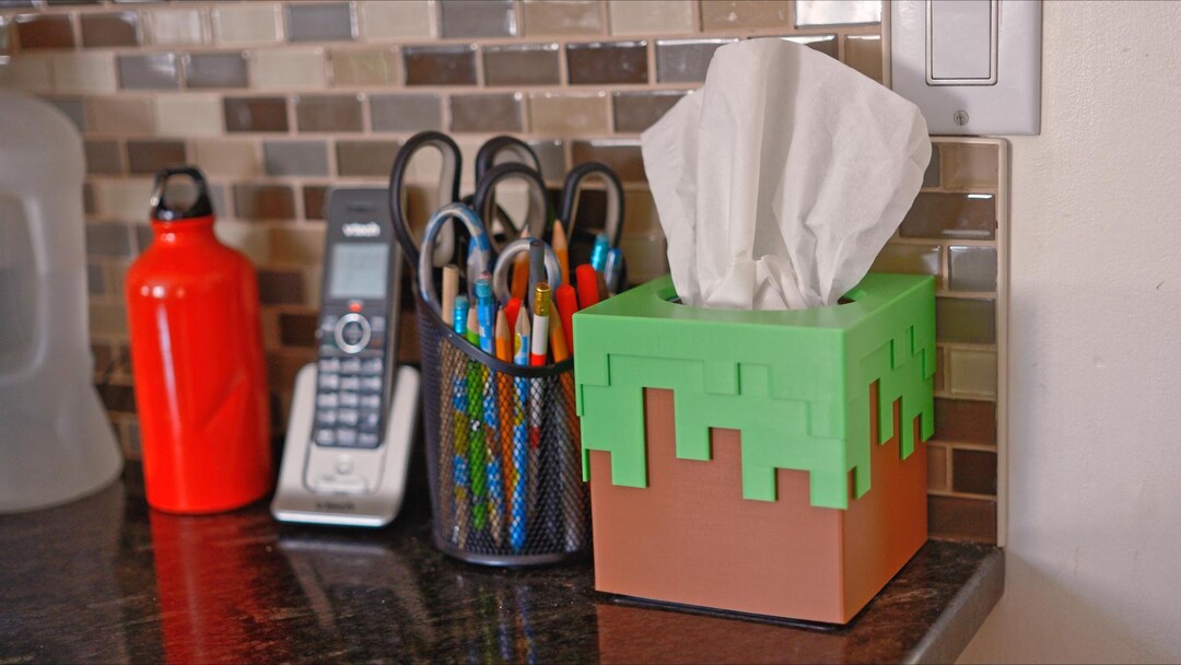 Minecraft Dirt Block Tissue Box Cover, Game Room Office Decor, Quirky ...
