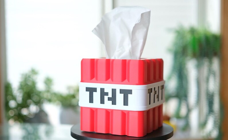 Minecraft TNT Tissue Box Cover, Game Room Office Decor, Square Facial ...