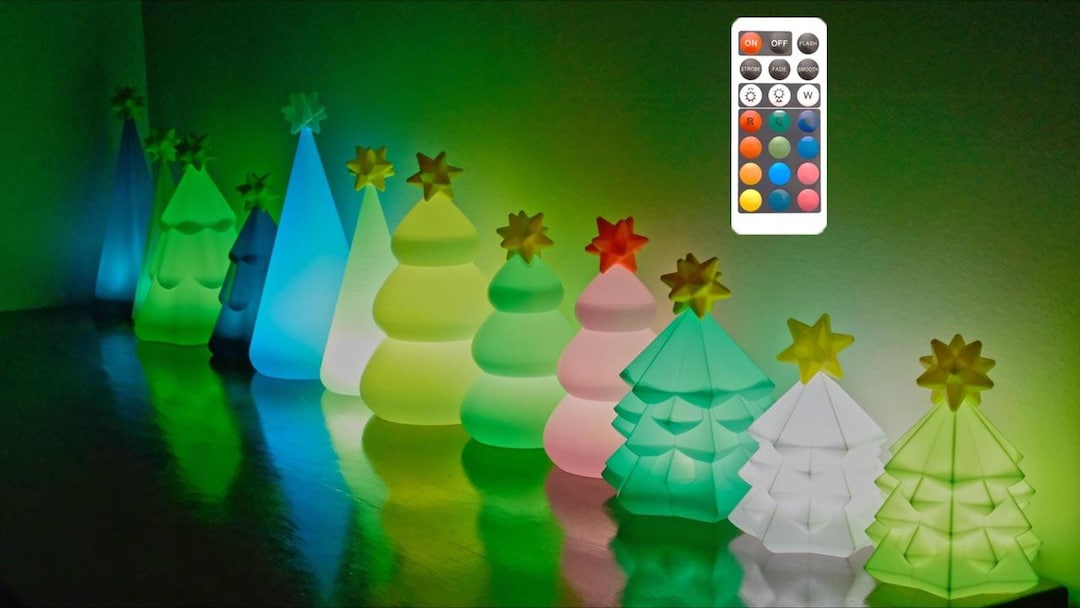 Remote Controlled Mini LED Desk Christmas Tree, 5 Styles Light-up Cute ...