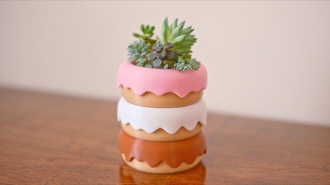 Stacked Glazed Donut Planter/pen Pencil Holder, Foodie Gift for Him/her ...