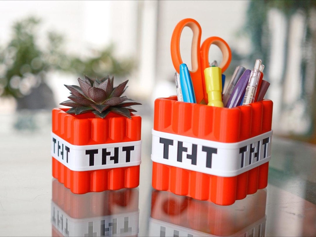 Minecraft TNT Block Planter or Pen Pencil Holder, Succulent Plant Pot ...