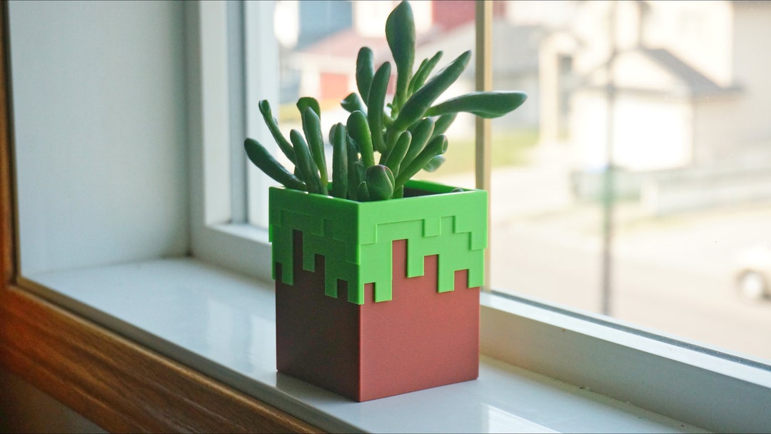 Minecraft Dirt Block Planter / Pen Pencil Holder, Mojang Grass Block ...