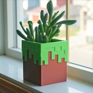 Minecraft Dirt Block Planter / Pen Pencil Holder, Mojang Grass Block ...