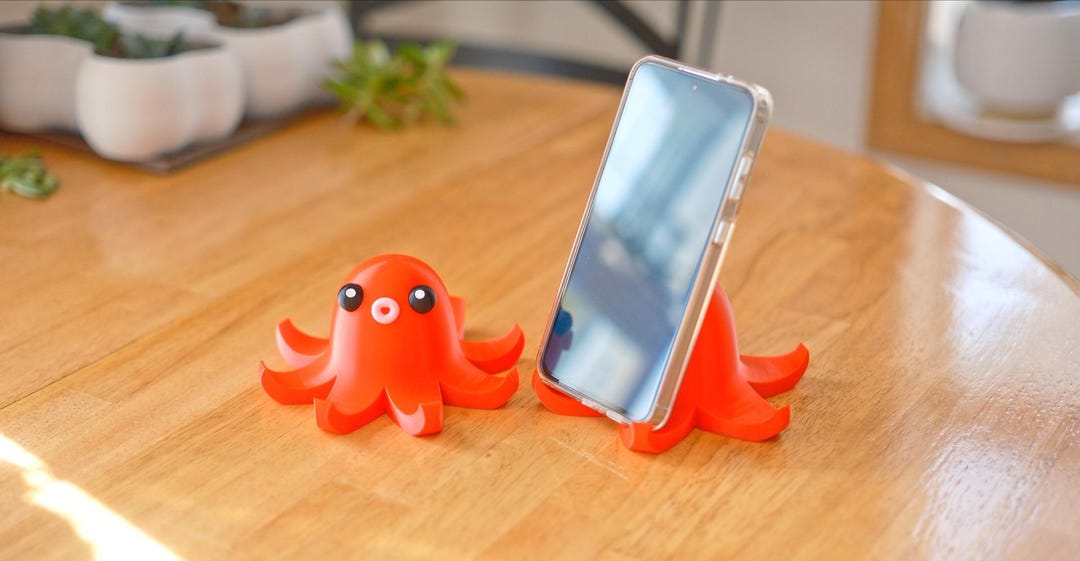 Octopus Phone Holder, Tako Sausage Cellphone Stand, Squid Office Desk ...