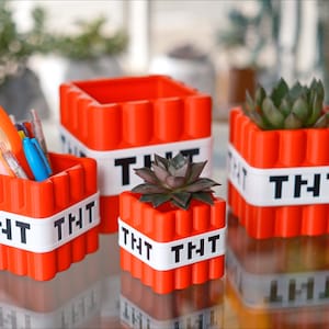 Minecraft TNT Block Planter or Pen Pencil Holder, Succulent Plant Pot ...