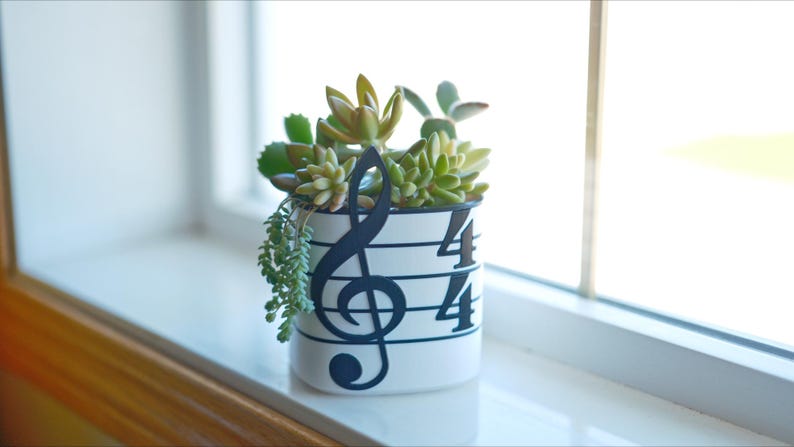 Treble Clef Planter: Sheet Music Pencil Holder, Music Teacher Gift ...