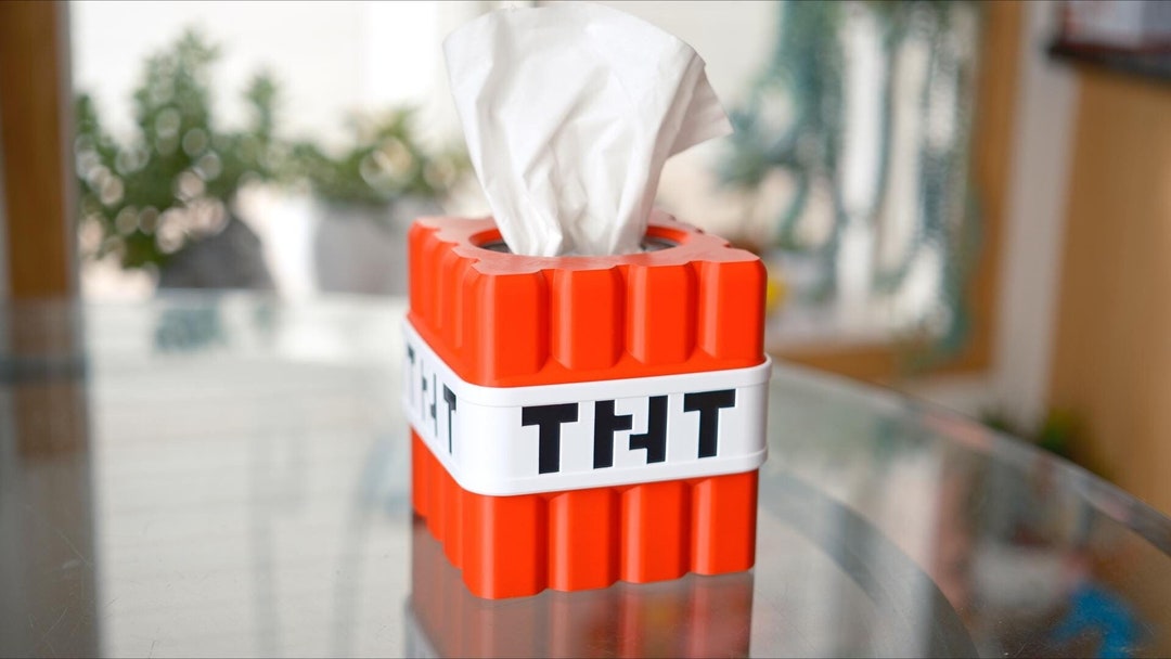 Minecraft TNT Tissue Box Cover, Game Room Office Decor, Square Facial ...