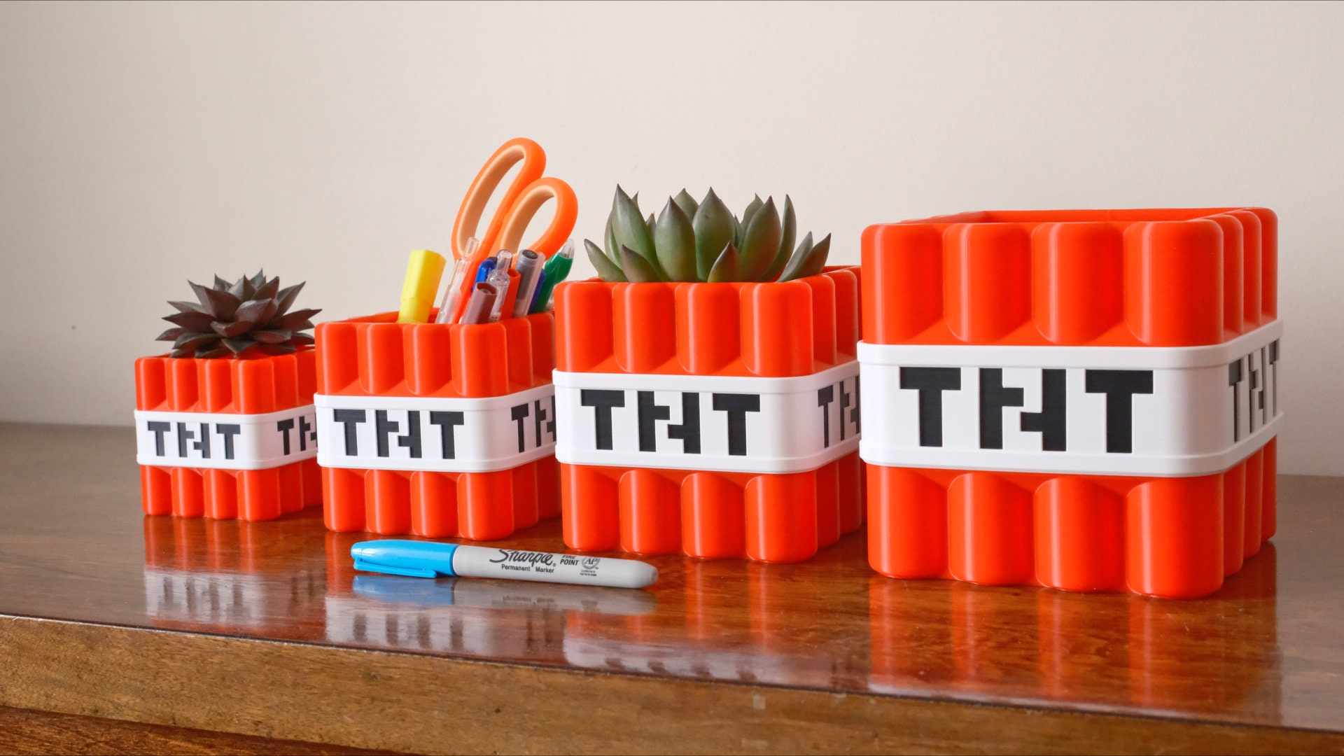 Minecraft TNT Block Planter or Pen Pencil Holder, Succulent Plant Pot ...