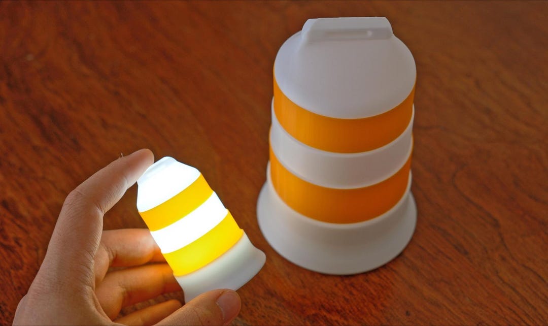Traffic Barrel Night Light, Pylon Light-up LED Office/game Room Decor ...