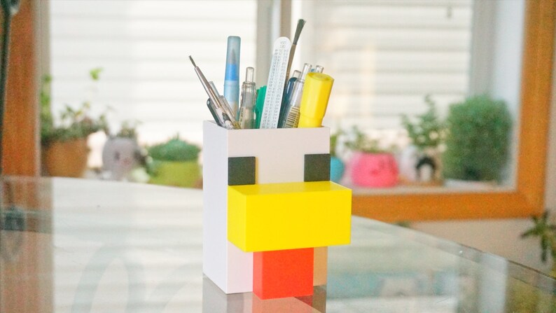 Minecraft Chicken Planter / Pencil Pen Holder Minecraft | Etsy