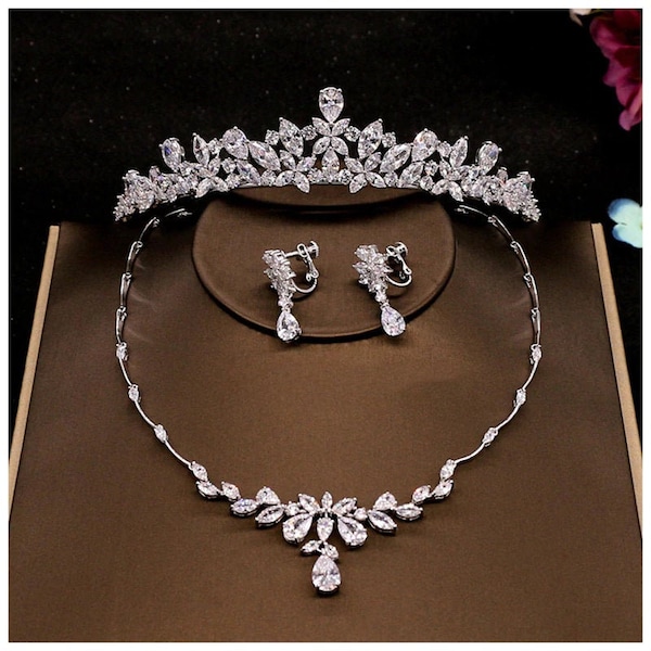 Wedding Tiara Jewelry Set - Etsy