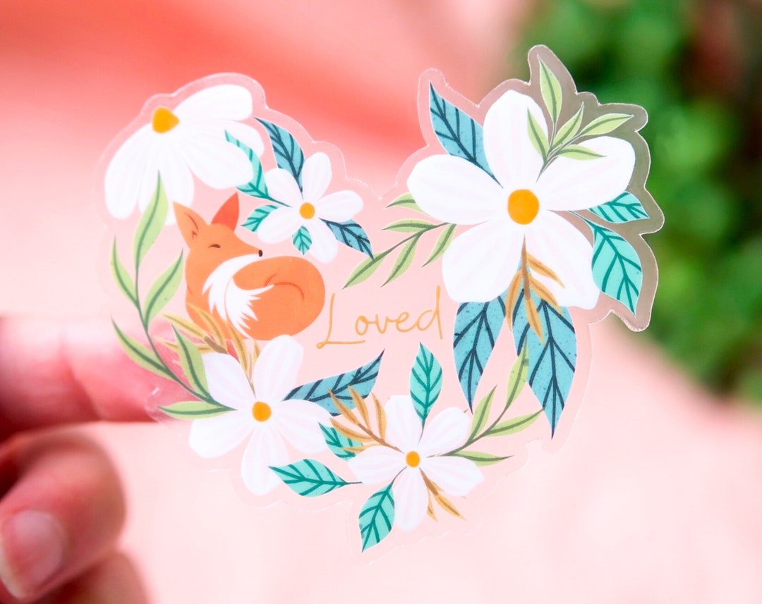 Loved Fox Sticker, Clear Vinyl Sticker, Waterproof, Weatherproof, Fox ...