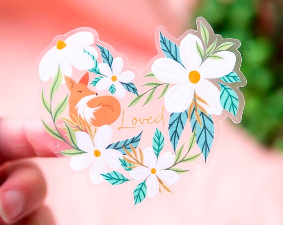 Loved Fox Sticker Clear Vinyl Sticker Waterproof - Etsy
