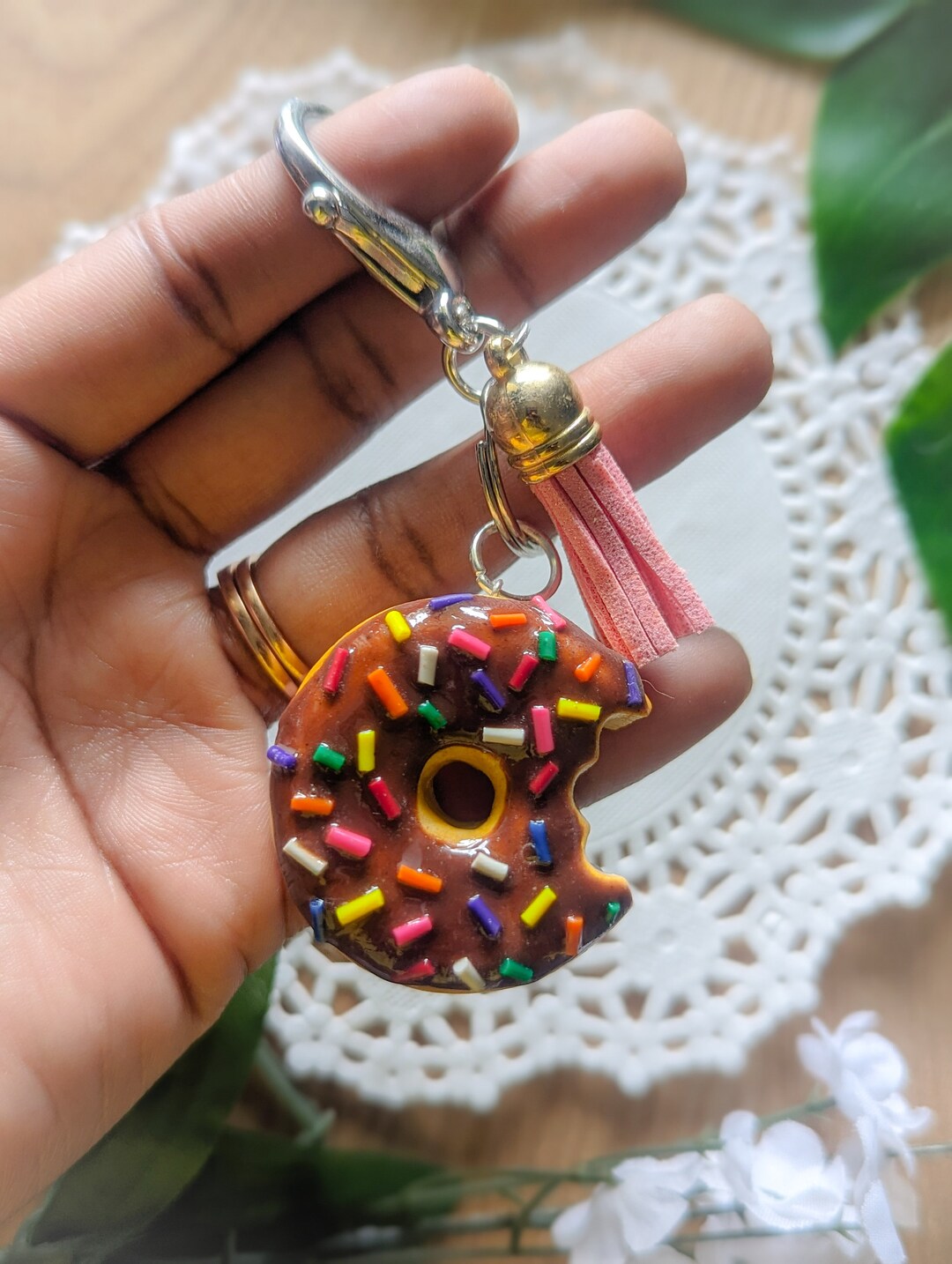 Donut With Sprinkles Keychain - Etsy