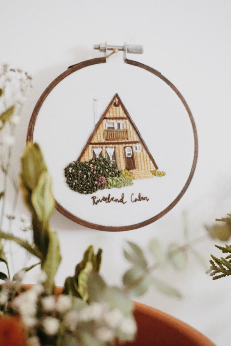 A-Frame Cabin Embroidery PDF Pattern 4 inch Riverbend Cabin | Etsy